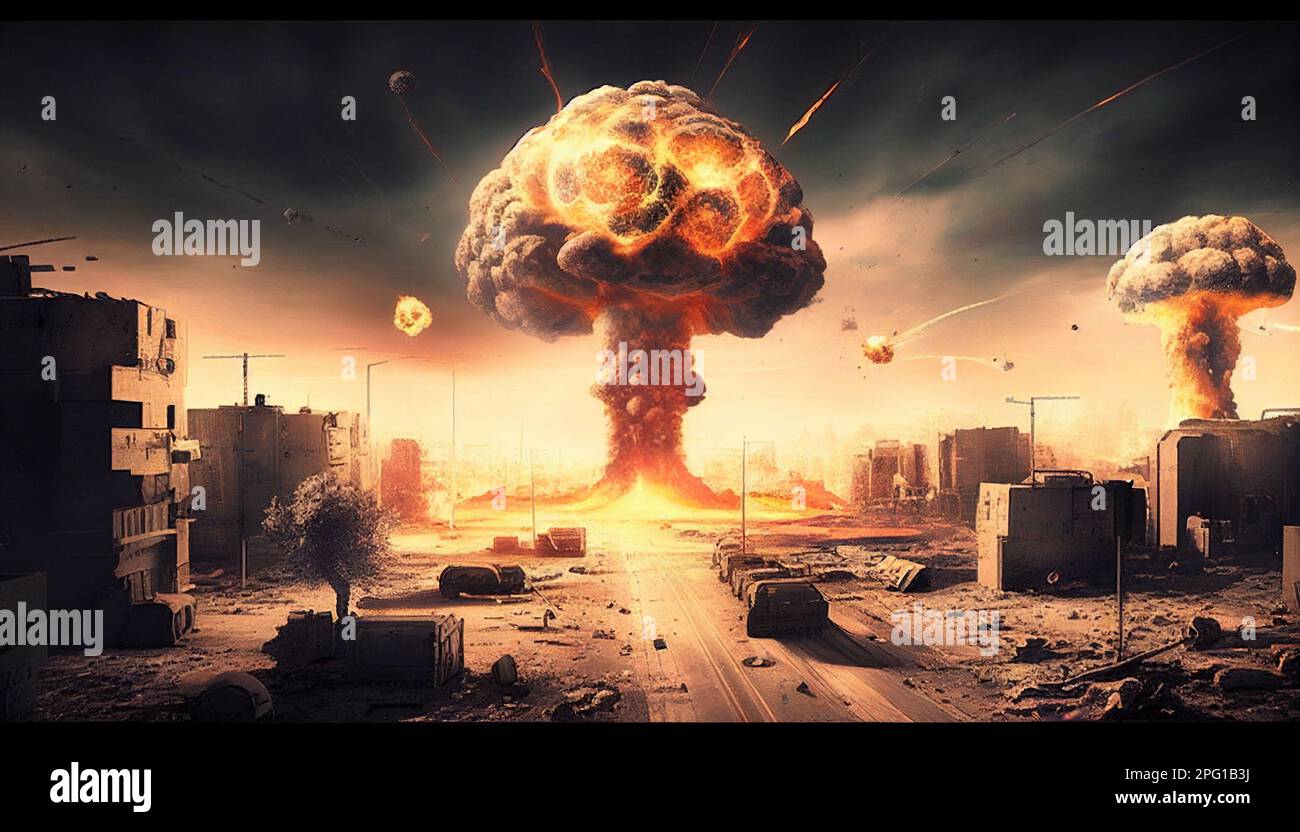 City nuclear explosion illustration hi-res stock photography and images ...