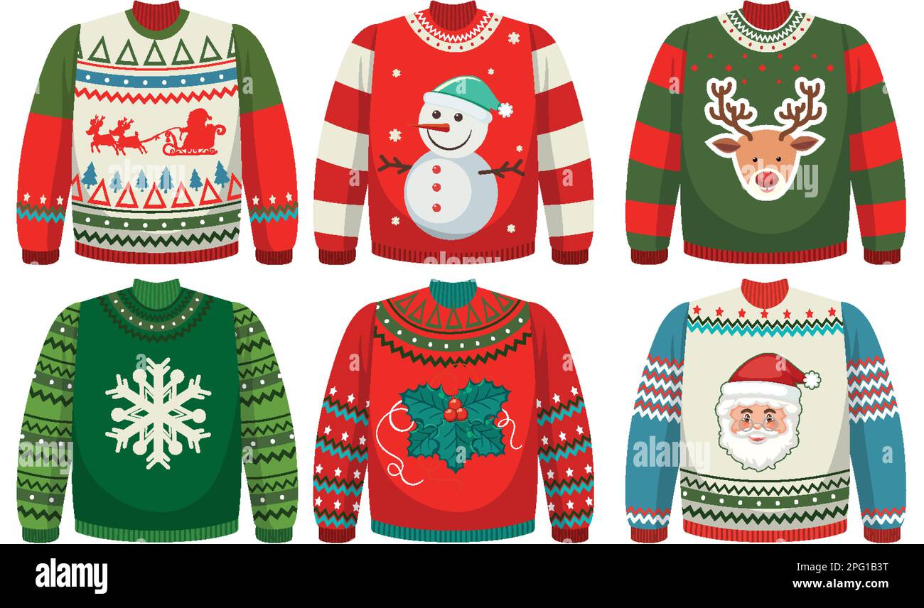 Set of ugly Christmas sweater illustration Stock Vector Image & Art - Alamy
