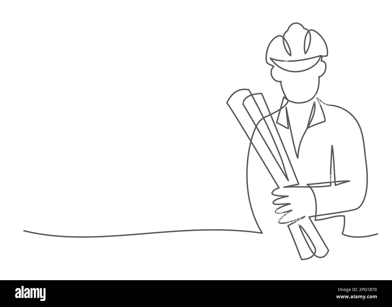 Engineer One line drawing on white background Stock Vector Image & Art ...