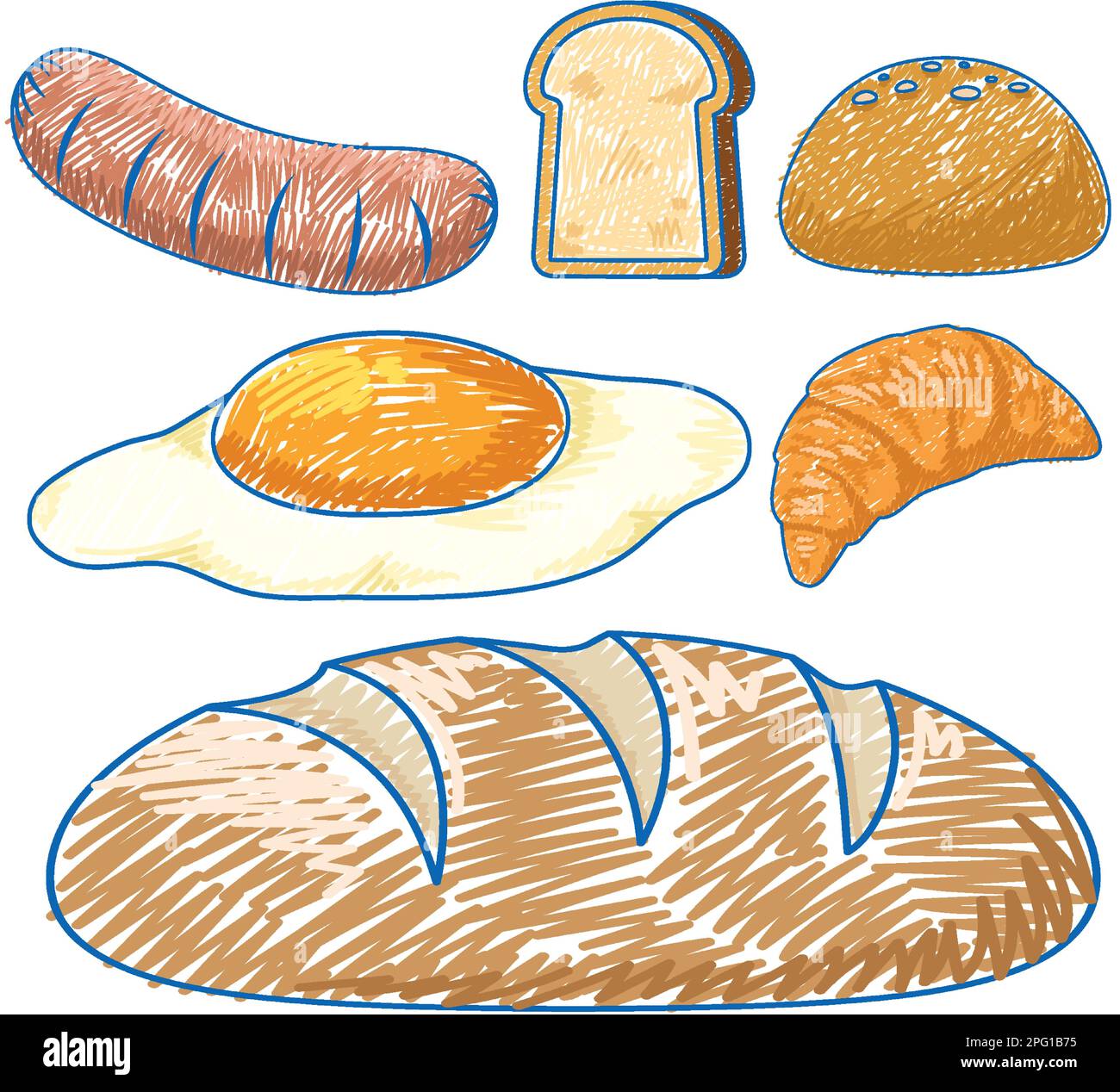 Yellow Foods in Pencil Colour Sketch Simple Style illustration Stock ...