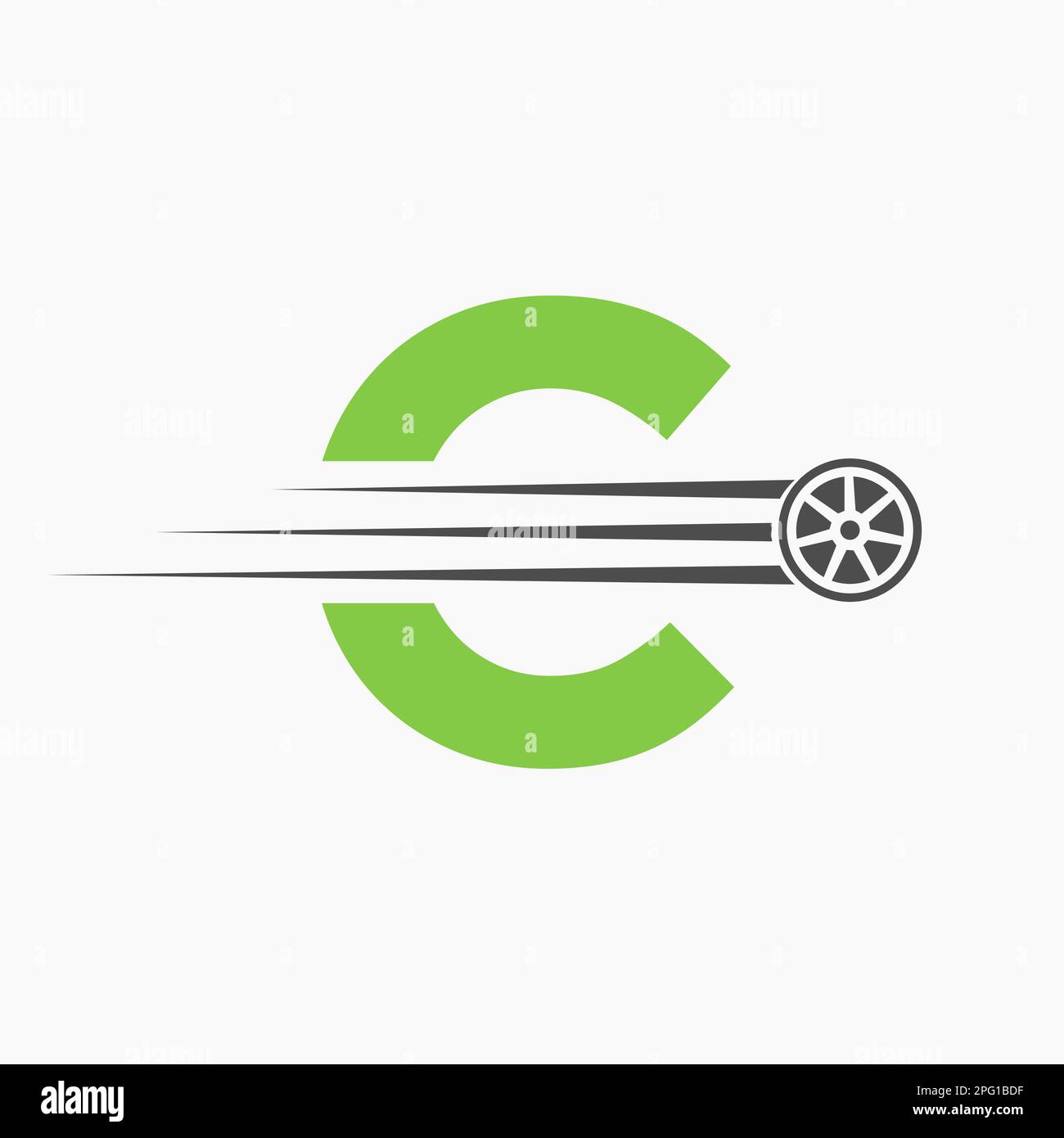 Sport Car Letter C Automotive Logo Concept With Transport Tyre Icon ...