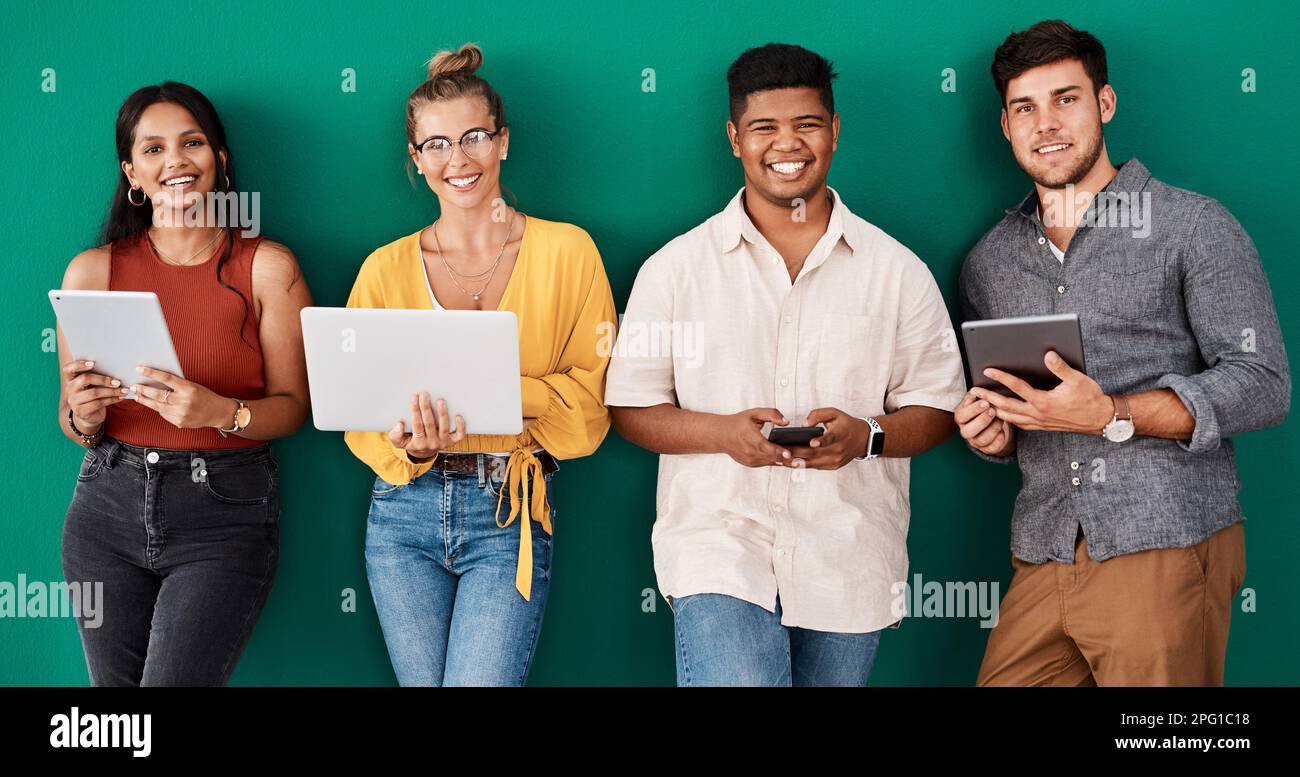 We use social media to connect and engage with customers. Portrait of a ...