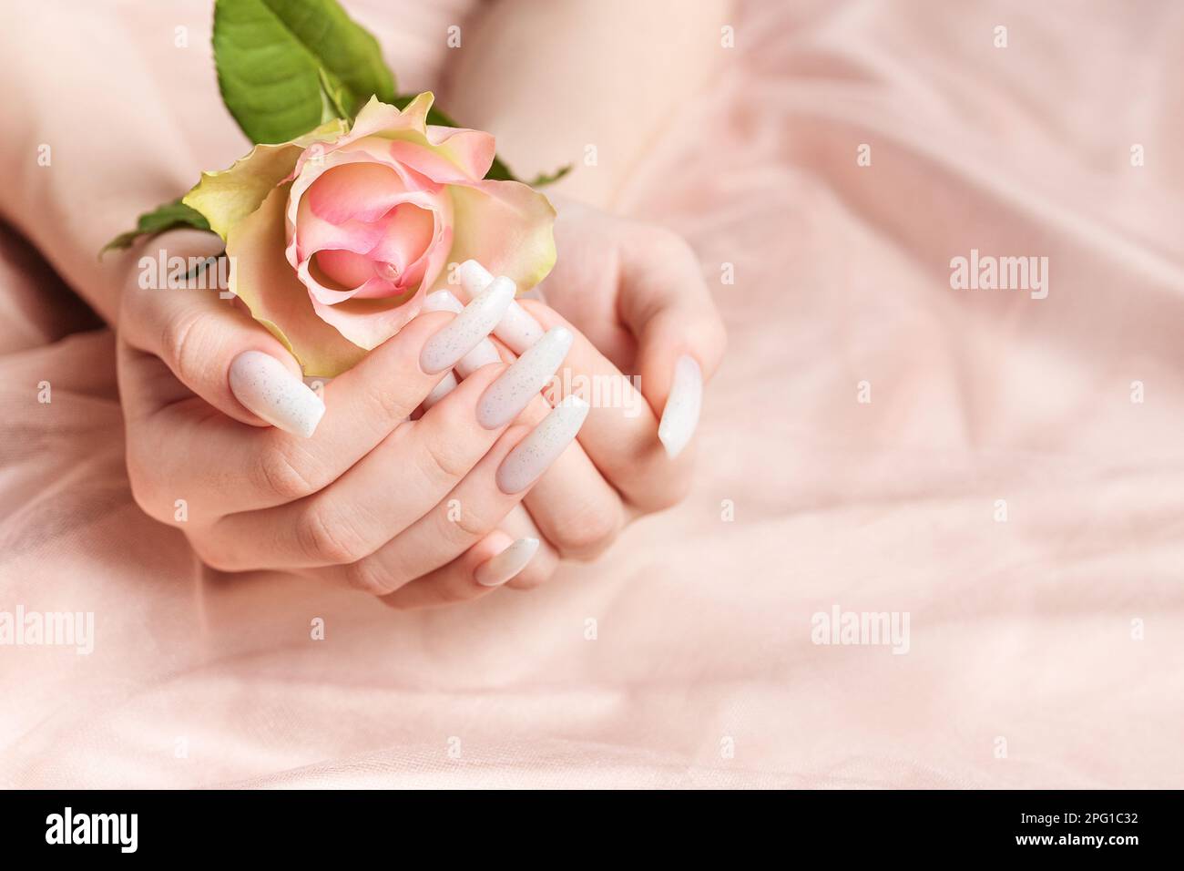 Stylish trendy female manicure. Beautiful young woman's hands with ...