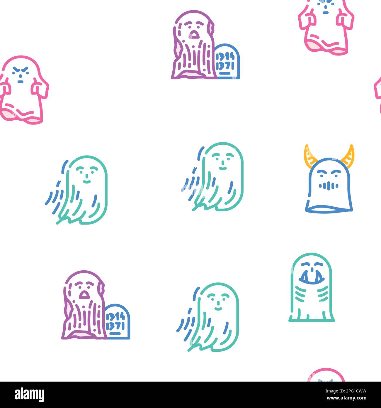 ghost halloween scary spooky vector seamless pattern Stock Vector Image ...