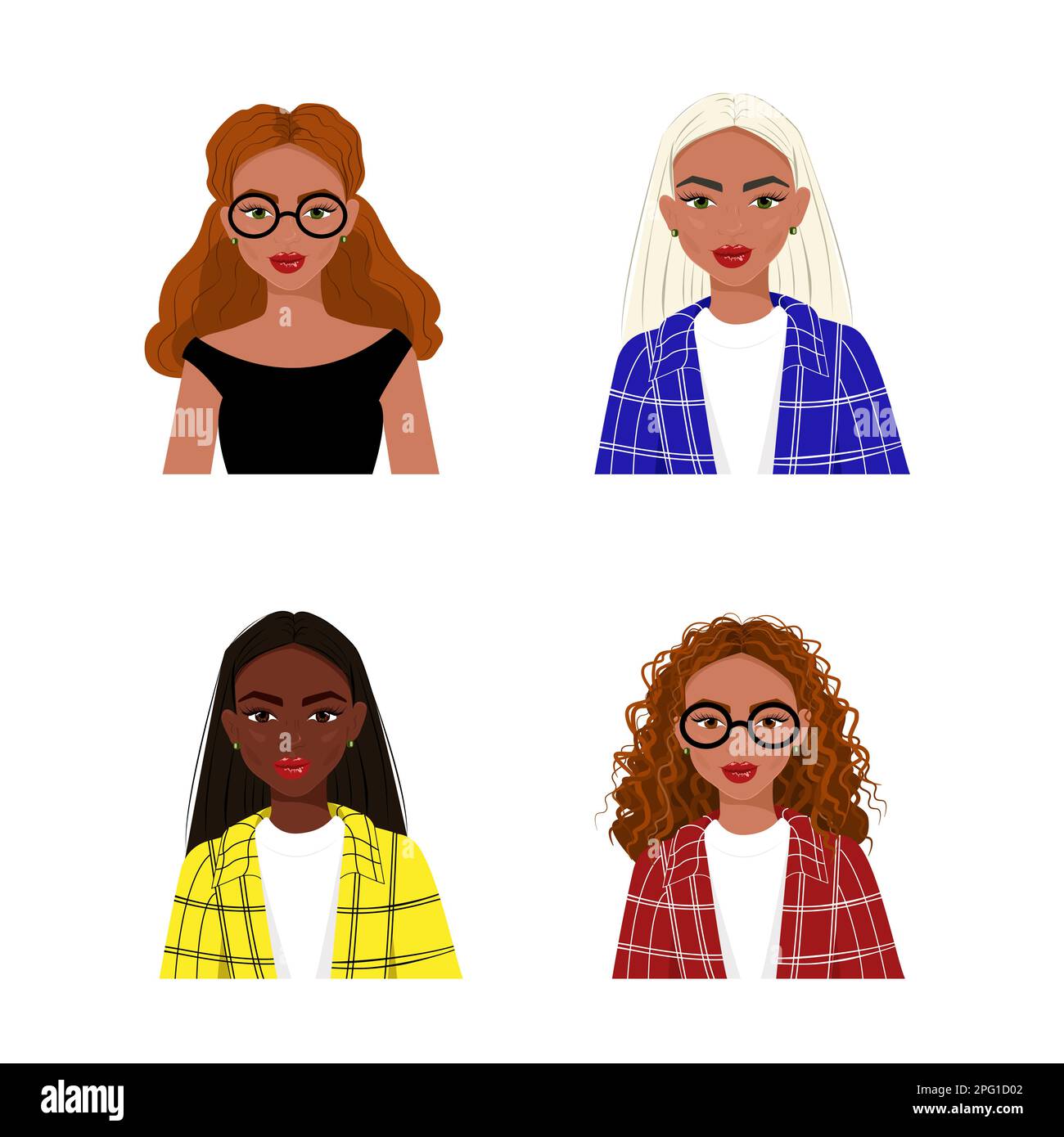 Stylish female portraits multiracial appearance, Modern woman. Vector ...