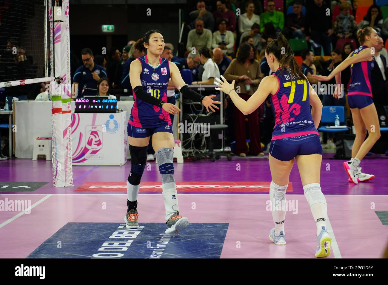 Scandicci. 19th Mar, 2023. Yao Di (L) of Scandicci reacts with ...