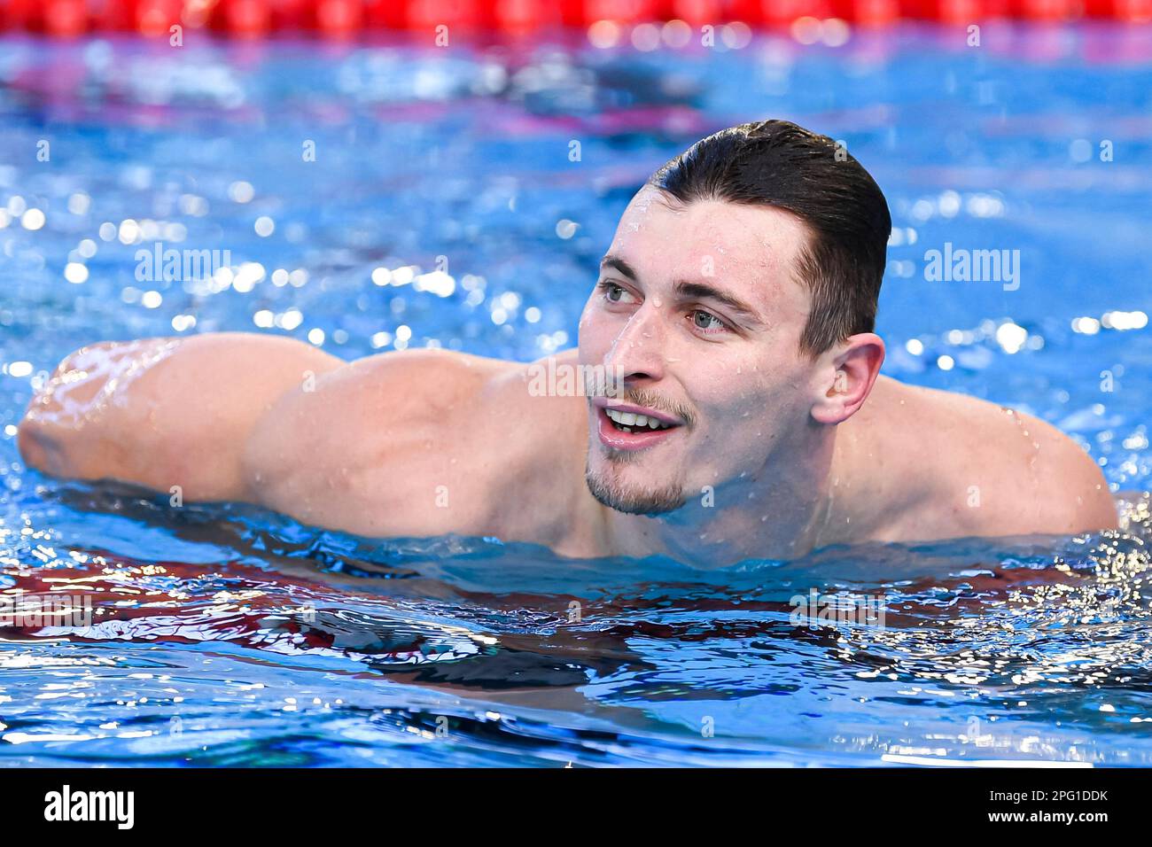 Maxime Grousset during a new swimming competition, the Giant Open on ...