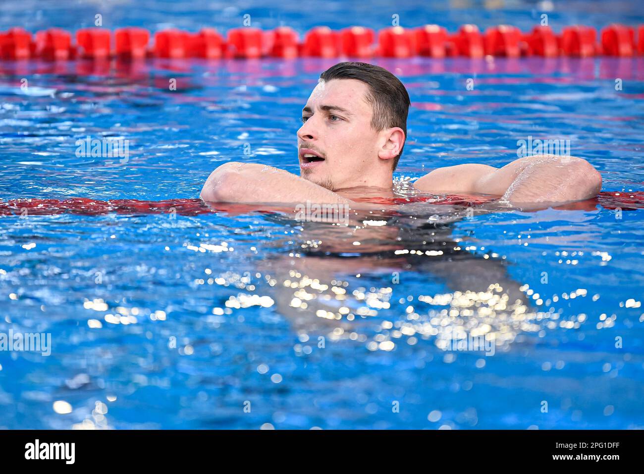 Maxime Grousset during a new swimming competition, the Giant Open on ...
