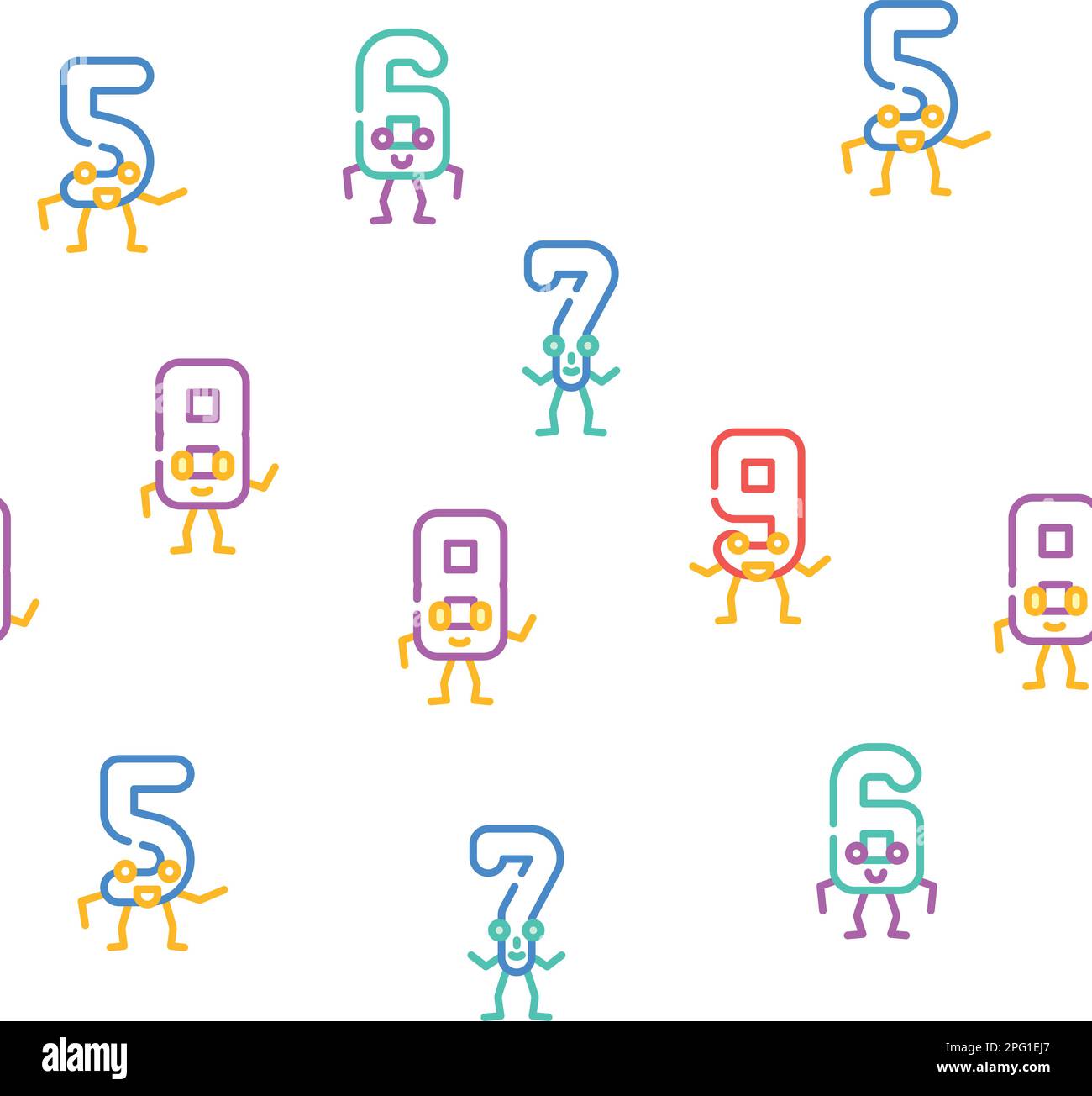 number character cute vector seamless pattern Stock Vector Image & Art ...