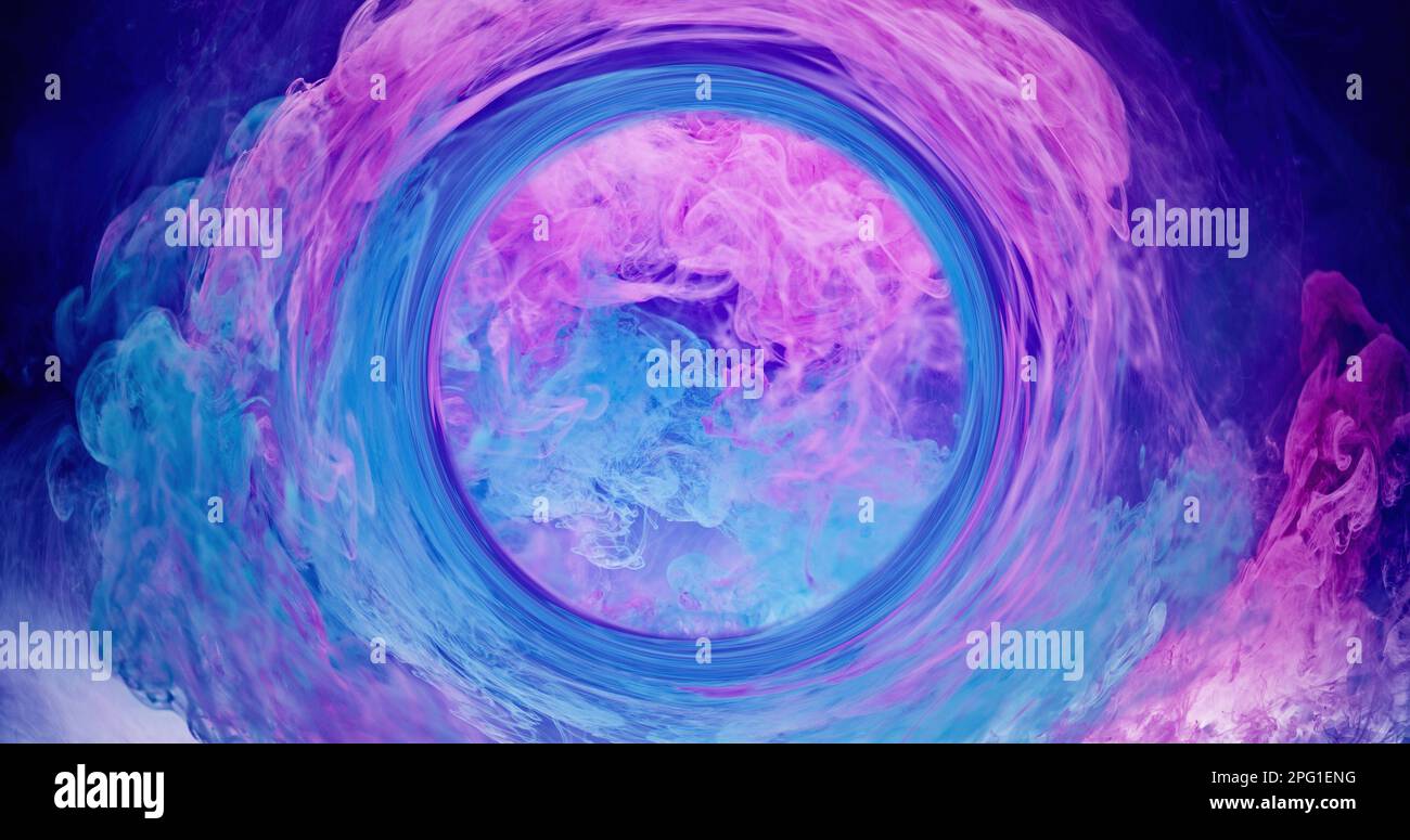 Smoke circle color vapor pink blue round frame Stock Photo - Alamy