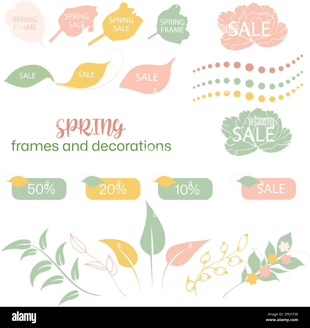 Spring frames, dividers, labels, cloud footnotes Stock Vector Image ...