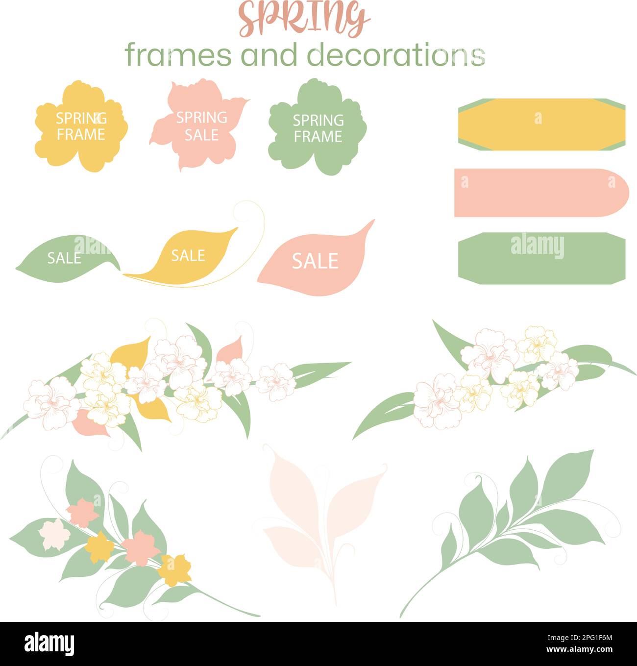 Spring frames, dividers, labels, cloud footnotes Stock Vector Image ...