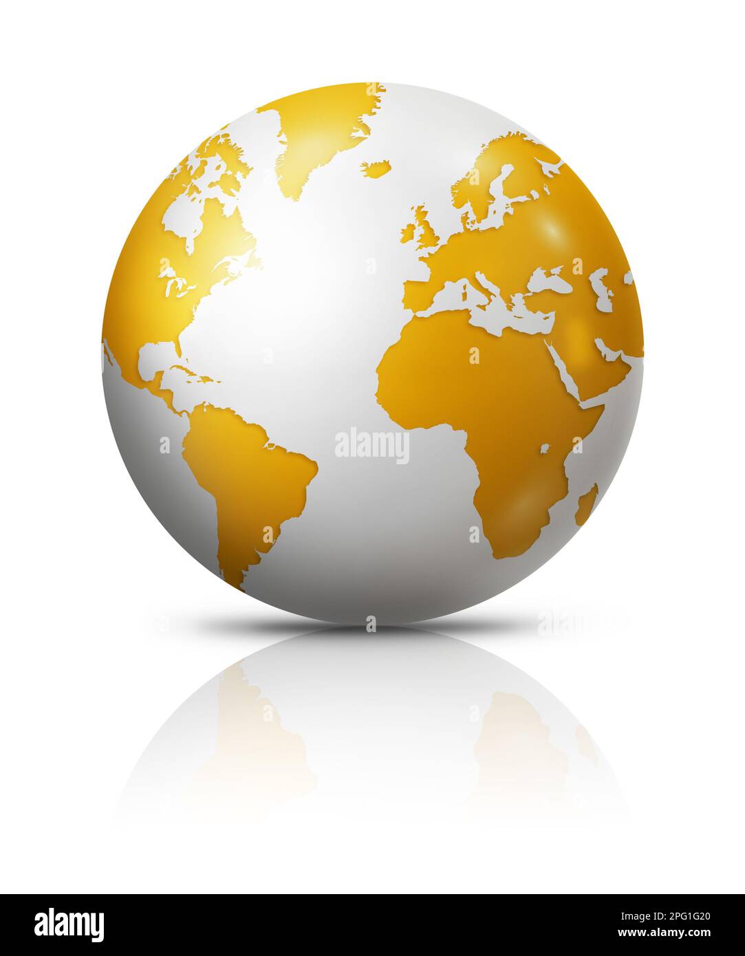 Yellow earth globe isolated on white background. 3D illustration Stock ...