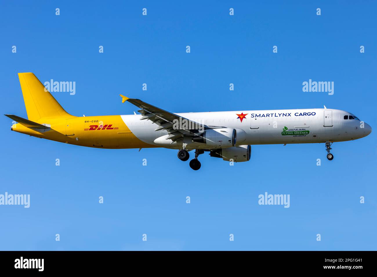SmartLynx Cargo Airbus A321-211(P2F) (Reg.: 9H-CGD) landing runway 31 in the morning Stock Photo ...