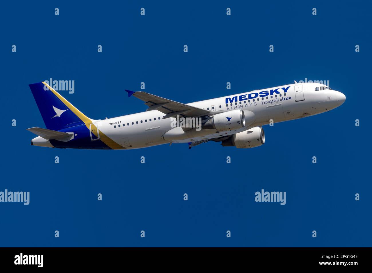 MedSky Airways Airbus A320-214 (Reg.: 9H-MSA) on the climb out of ...