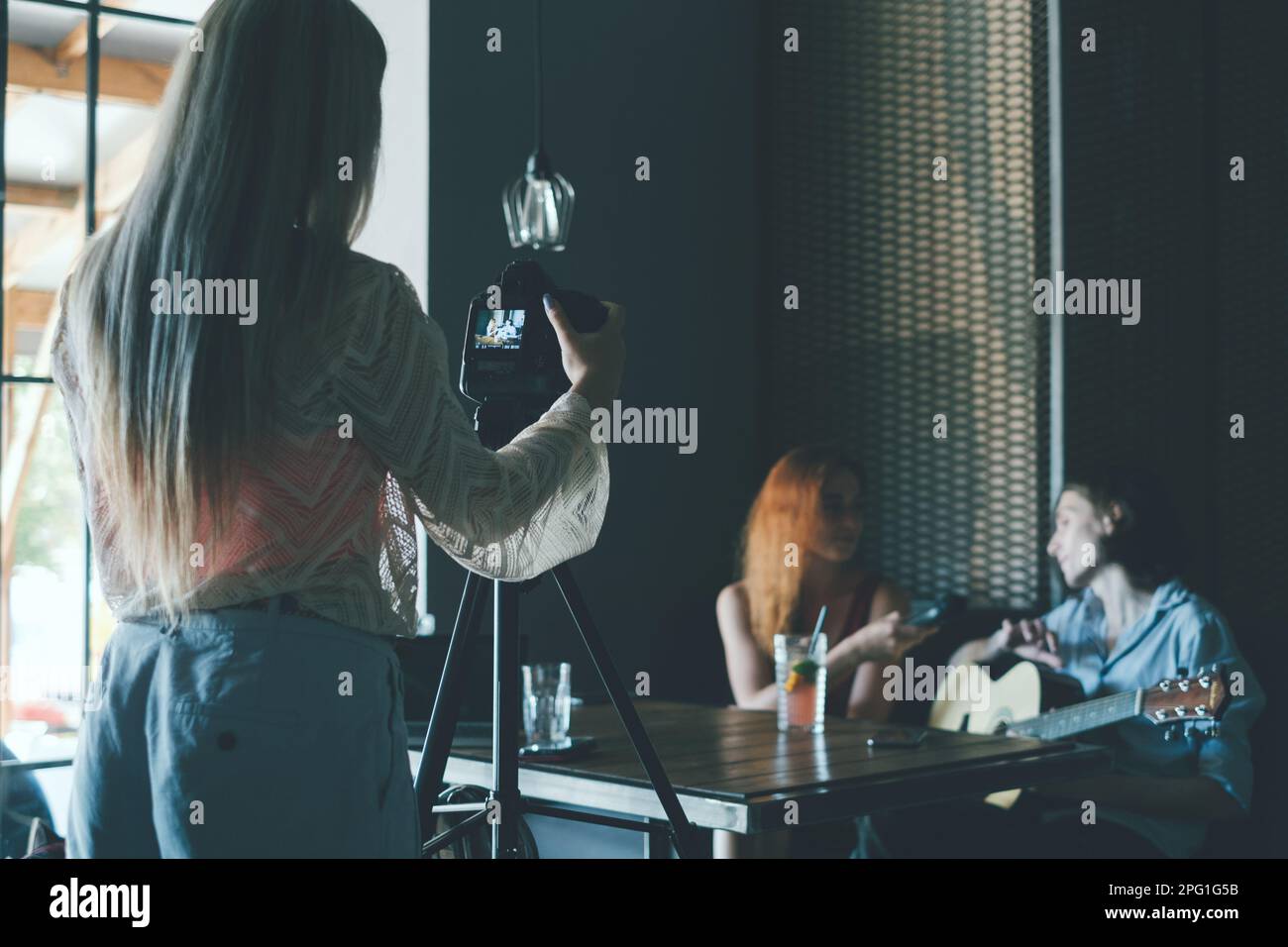 vlog interview filming social lifestyle Stock Photo - Alamy