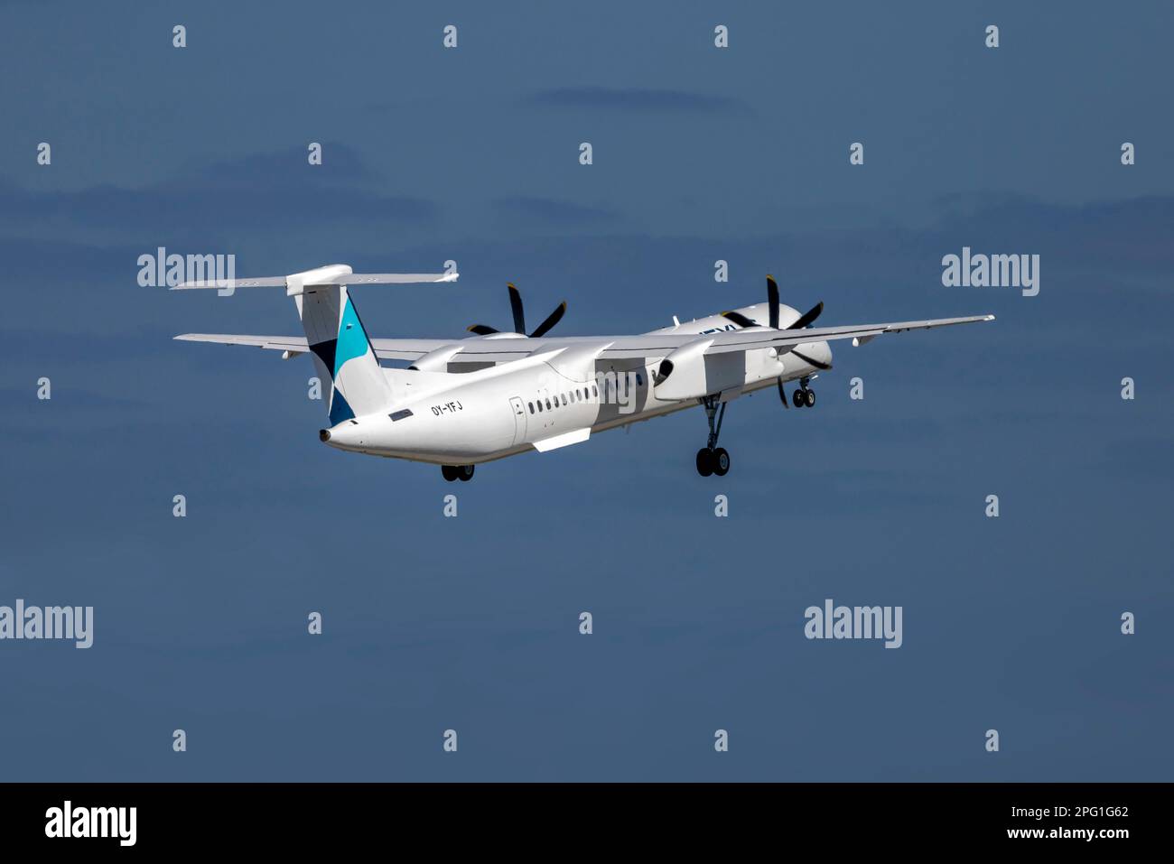 Nexus Bombardier Dash 8-Q402 (Reg: OY-YFJ) performing it's first flight ...
