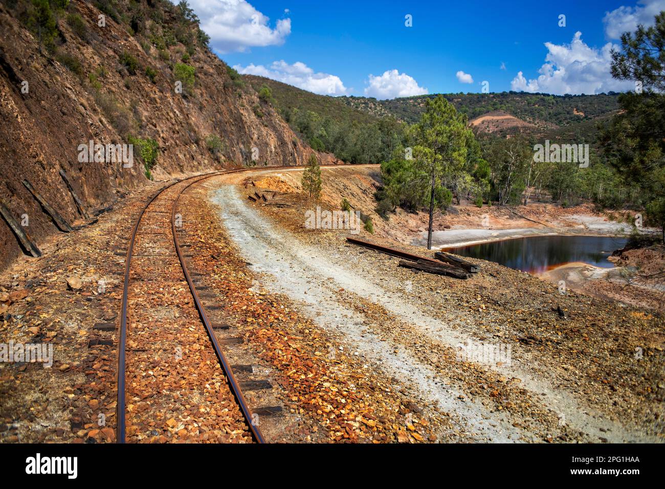 Railway of the touristic train used for tourist trip through the ...