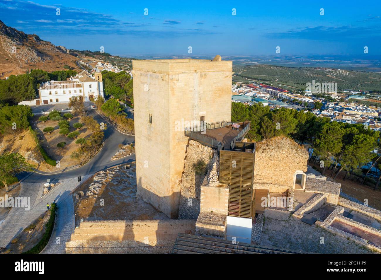 Aerial view of Estepa castle in Seville province Andalusia South of ...