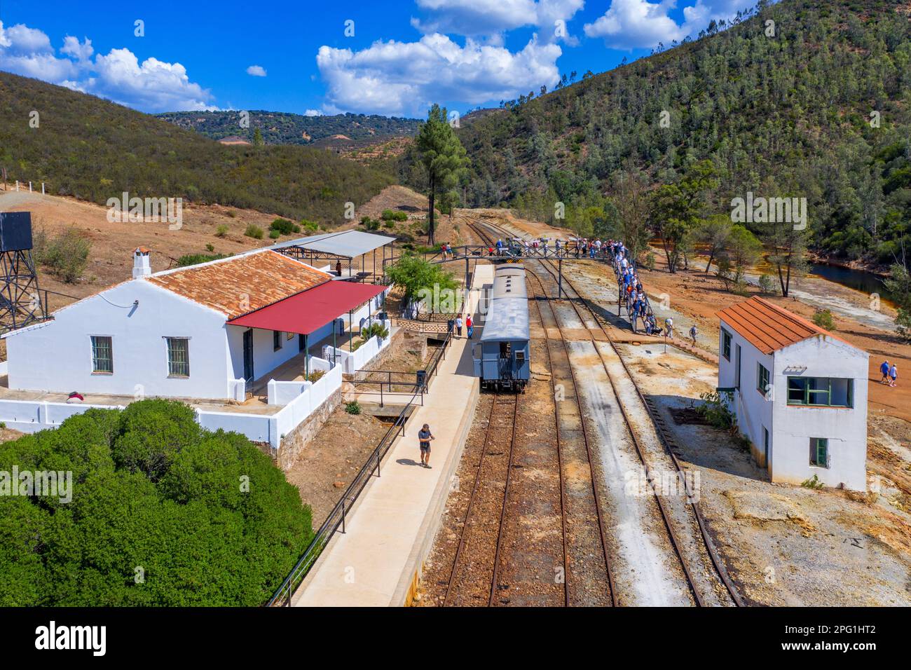 Old touristic train used for tourist trip through the Rio Tinto mining ...