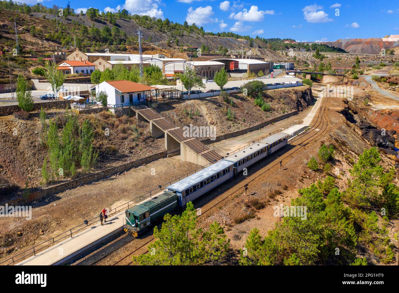 Old touristic train used for tourist trip through the Rio Tinto mining ...