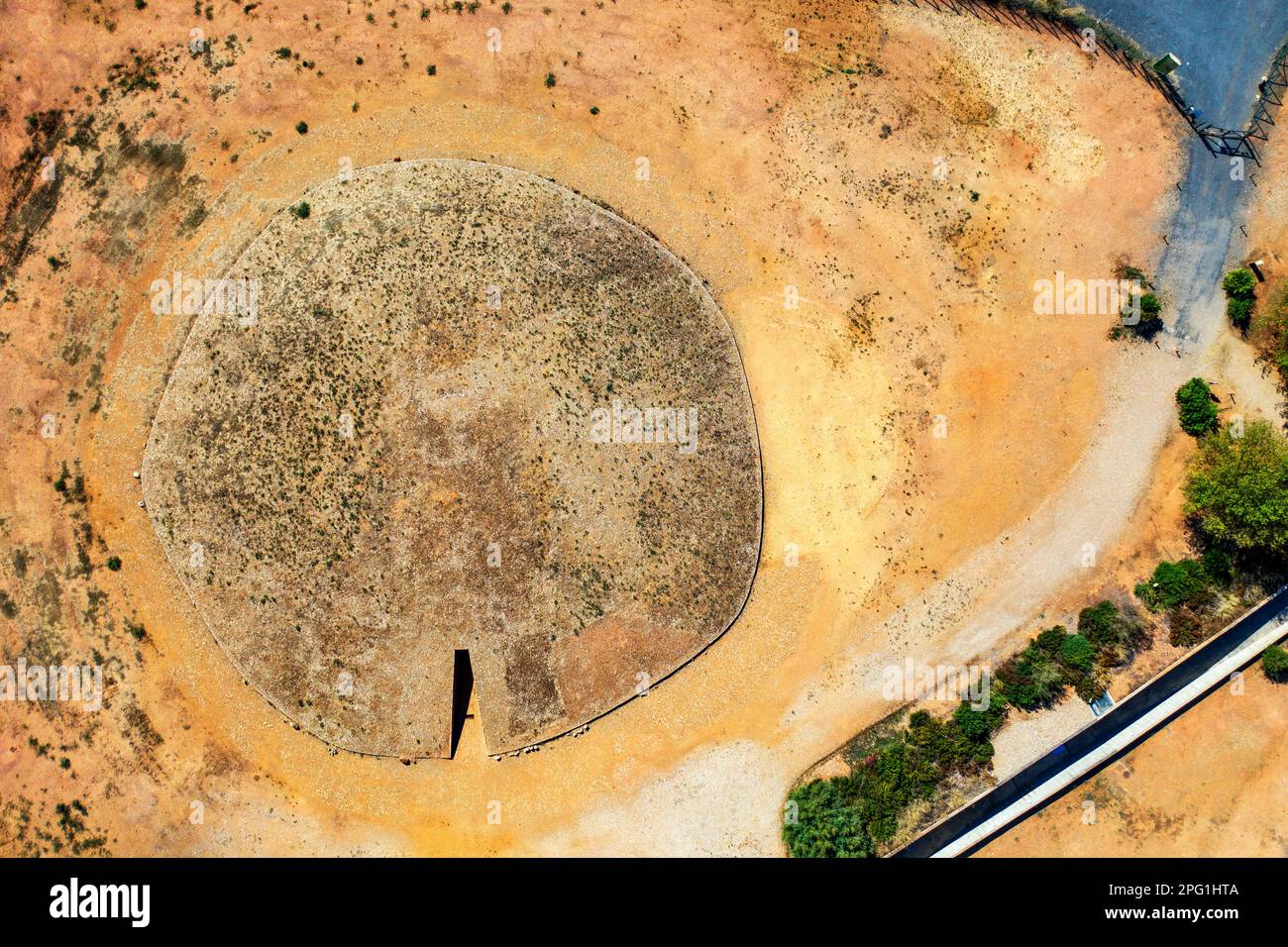 Aerial views of Dolmen de Soto de Trigueros, Corridor from entrance ...