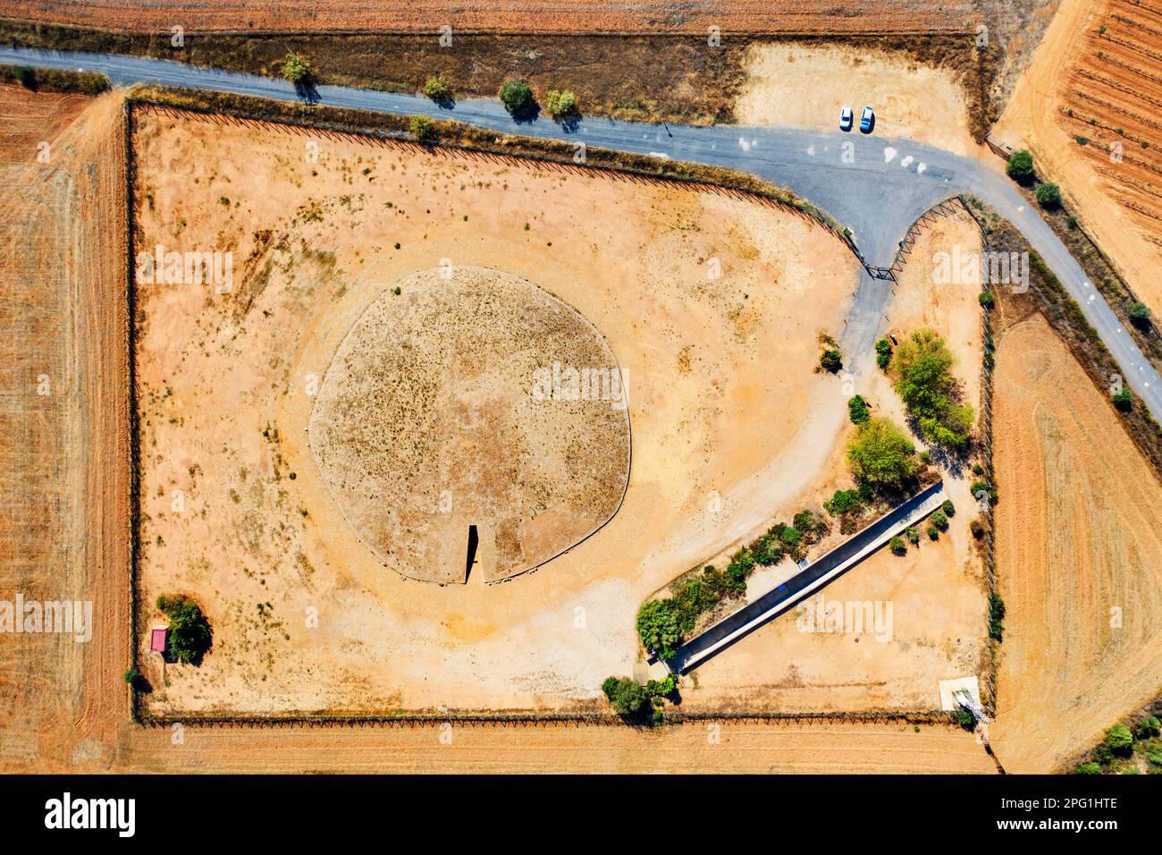 Aerial views of Dolmen de Soto de Trigueros, Corridor from entrance ...
