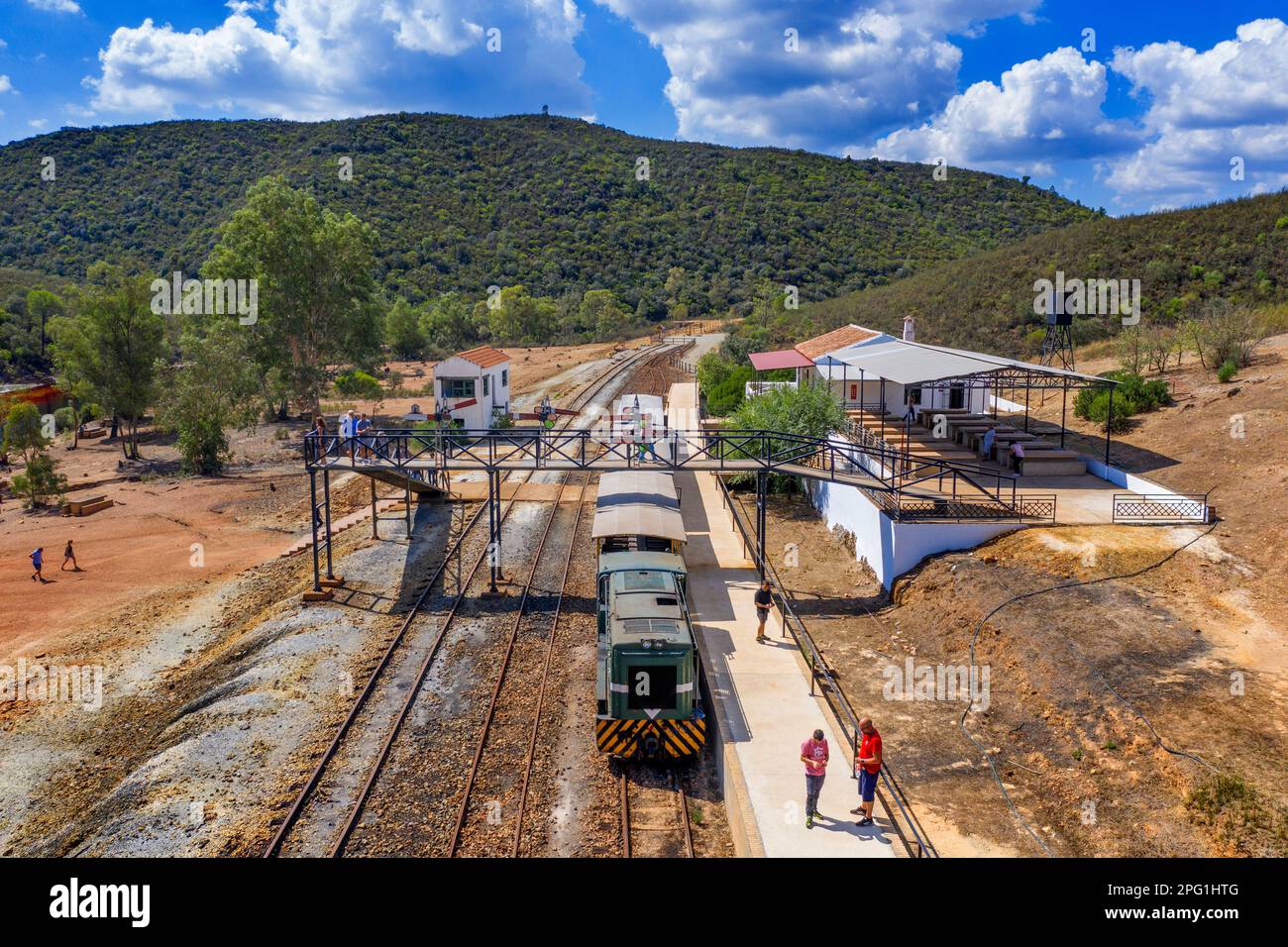Old touristic train used for tourist trip through the Rio Tinto mining ...