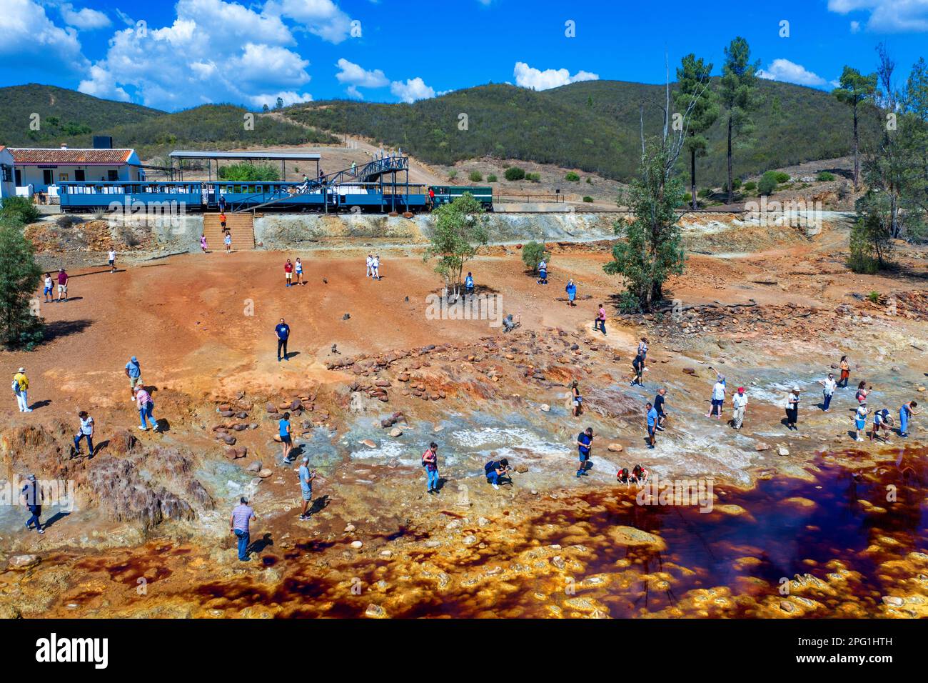 Old touristic train used for tourist trip through the Rio Tinto mining ...