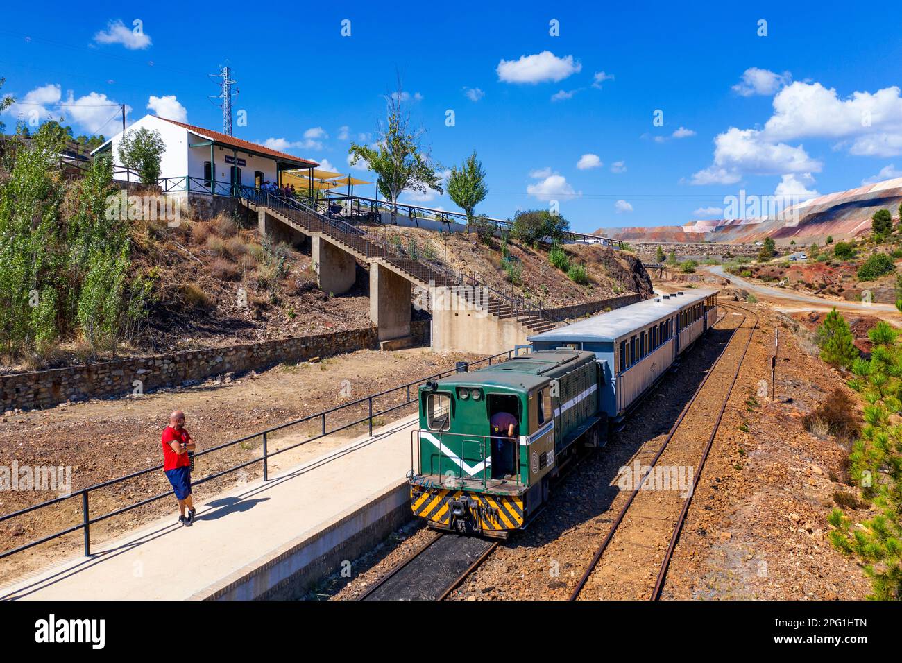 Old touristic train used for tourist trip through the Rio Tinto mining ...