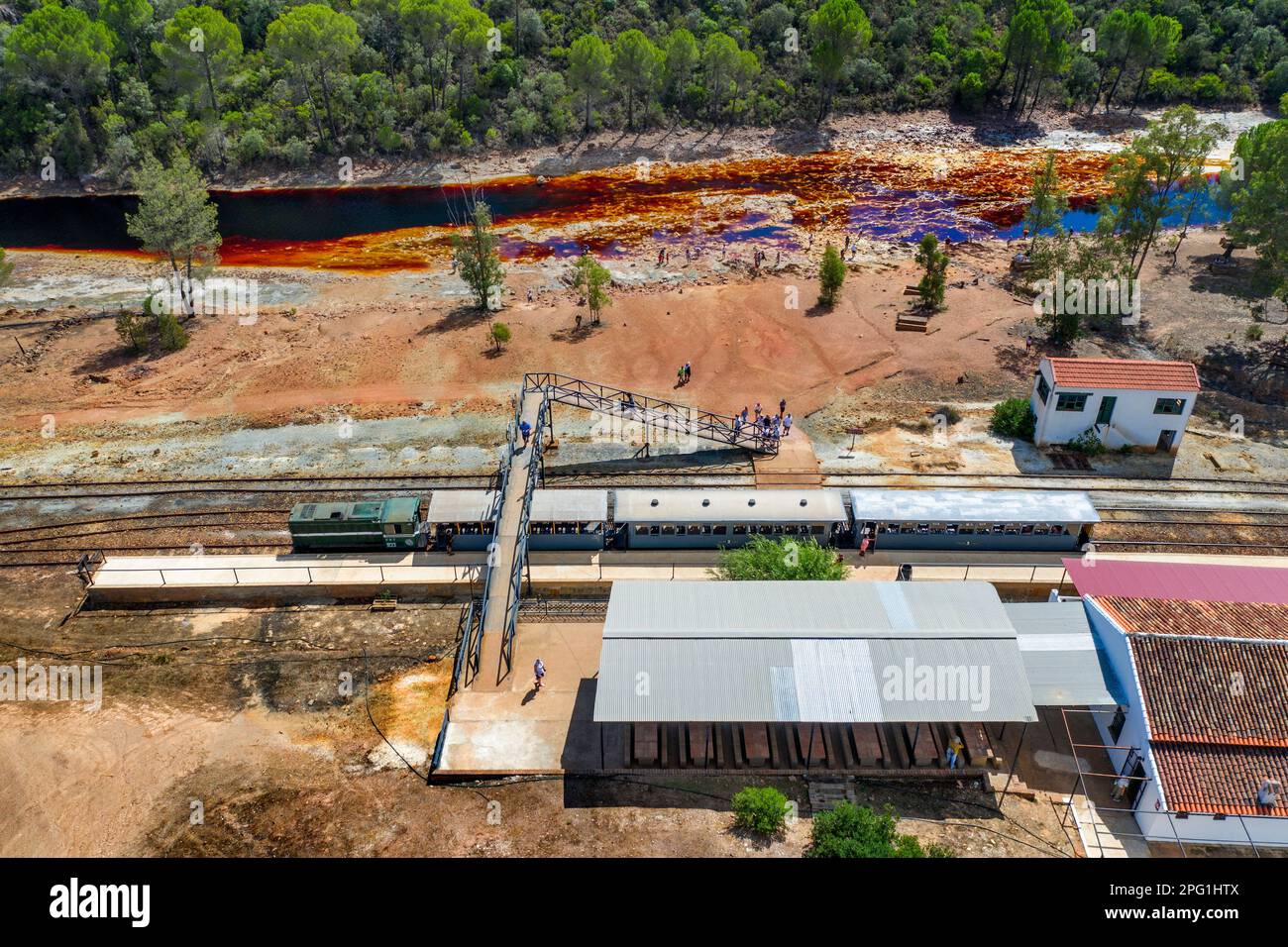 Old touristic train used for tourist trip through the Rio Tinto mining ...
