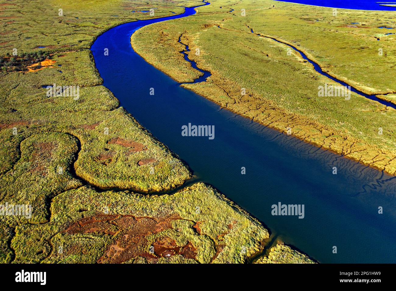 Aerial view on marshlands, Marismas del Odiel Bahia de Cadiz Natural ...