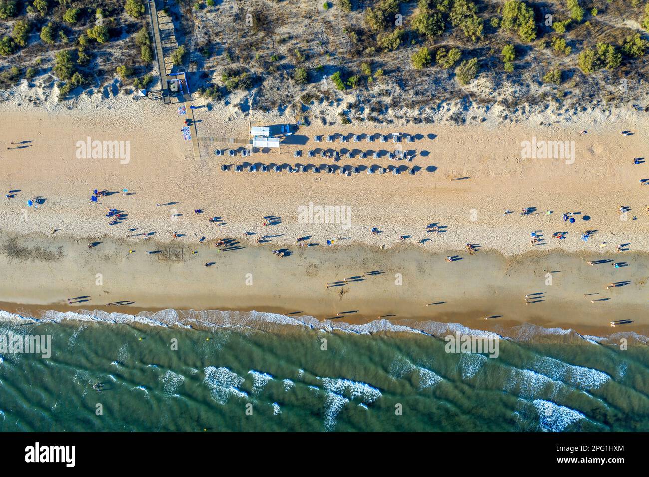 Aerial view of Playa de la Antilla beach hotels Lepe Huelva Province ...