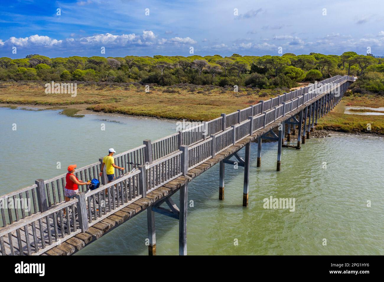 Aerial view on marshlands and saltworks, Bahia de Cadiz Natural Park ...