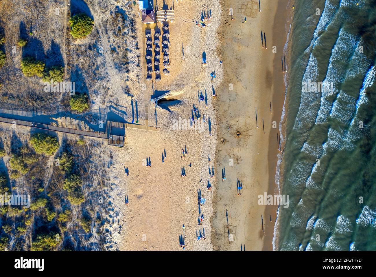 Aerial view of Playa de la Antilla beach hotels Lepe Huelva Province ...