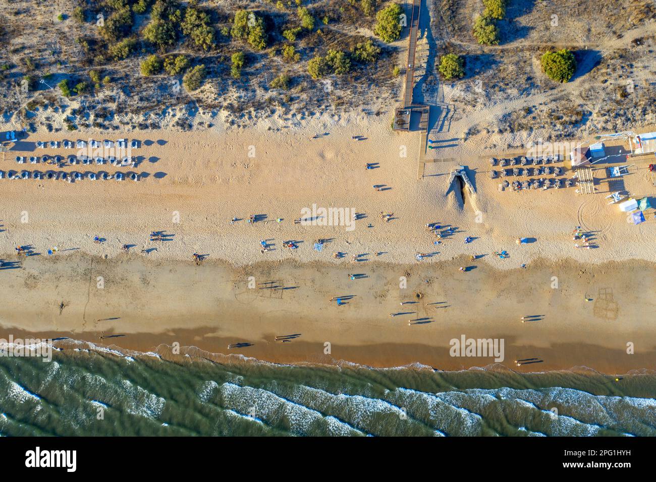 Aerial view of Playa de la Antilla beach hotels Lepe Huelva Province ...