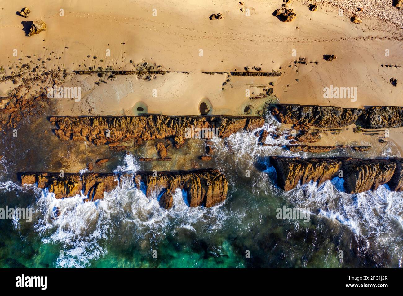 Aerial view of piscinas naturales de Bolonia natural pools, Bolonia ...