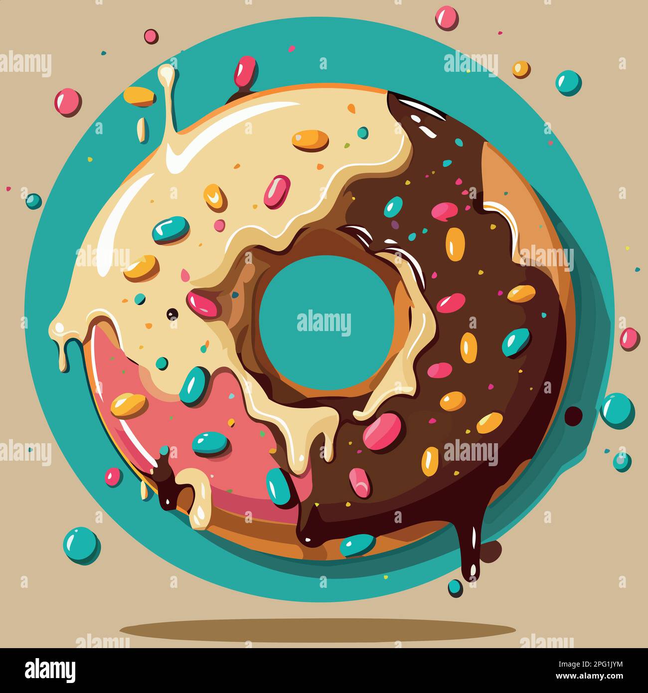 donut food snack sweet minimalist vector illustration Stock Vector ...