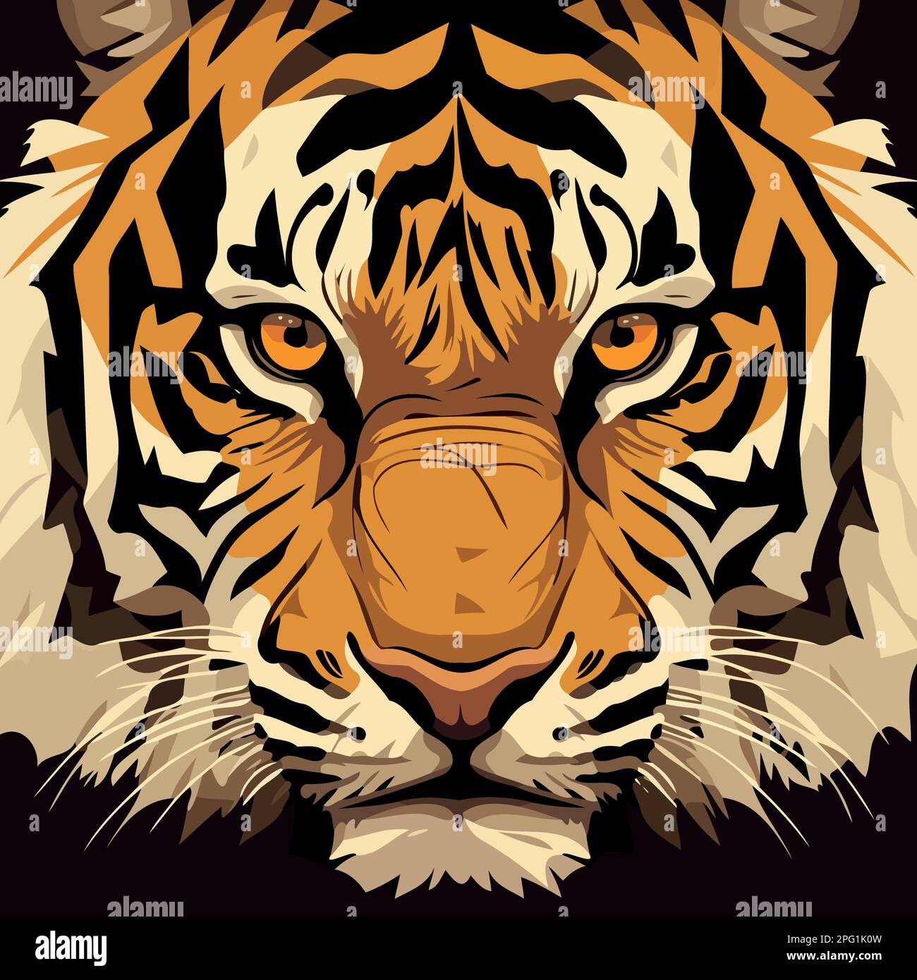 common tiger feline mammal animal face Minimalist vector illustration ...