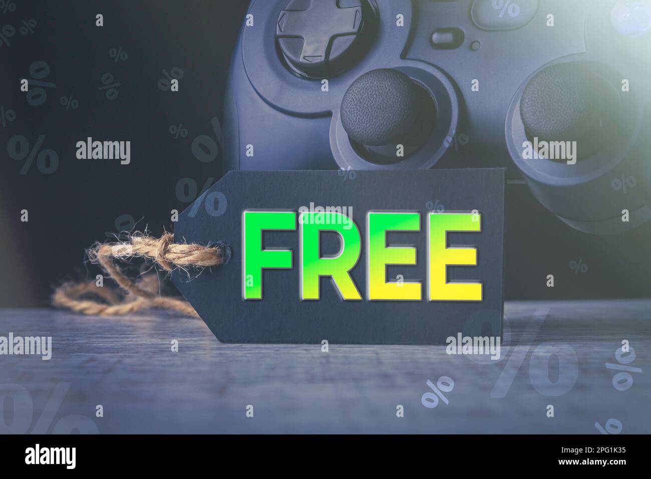 Start of sales of game consoles and accessories. Price tag and gamepad ...