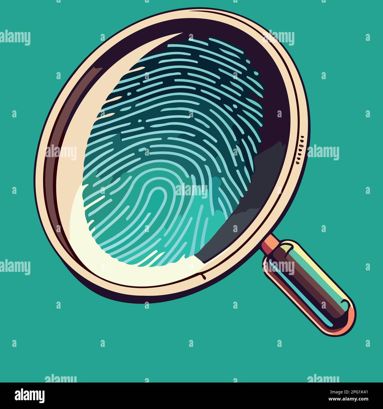 magnifying glass object enlarging fingerprint image minimalist vector ...