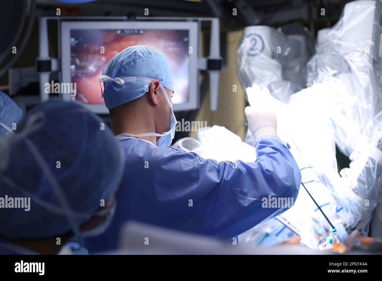 Robotic Surgery. Medical operation involving robot. Medical robot ...