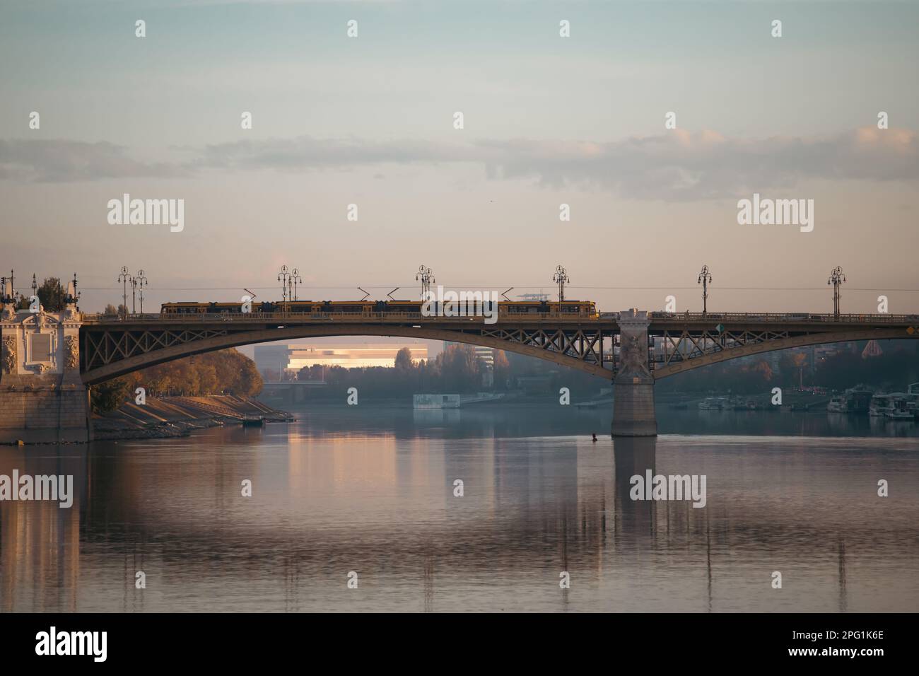 Picture of the Margaret bridge in the sunset in Budapest, Hungary Stock ...