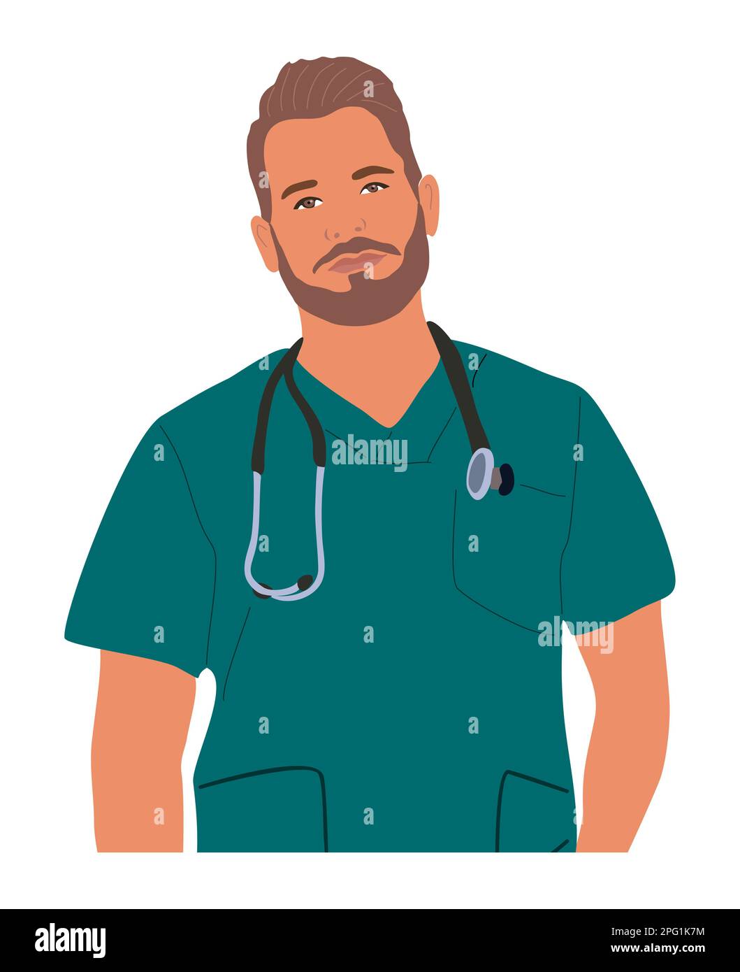 Confident male doctor, medic worker in uniform Stock Vector Image & Art ...