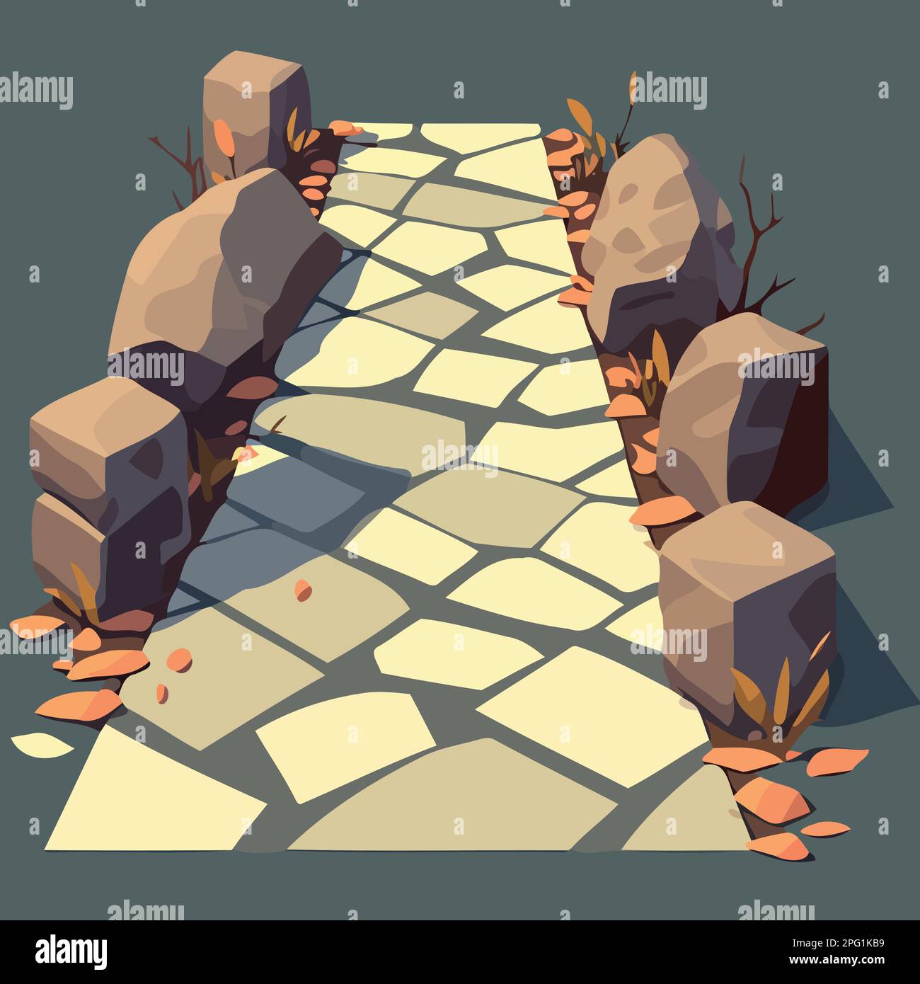 path with stone tiles Vector cartoon illustration Stock Vector Image ...