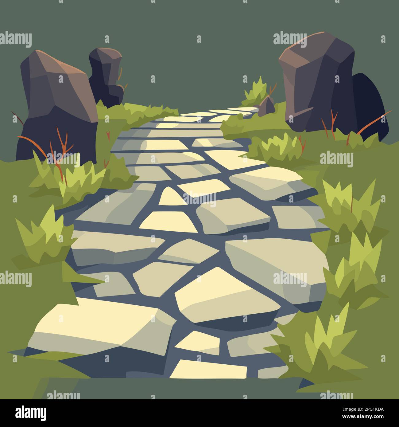 path with stone tiles Vector cartoon illustration Stock Vector Image ...