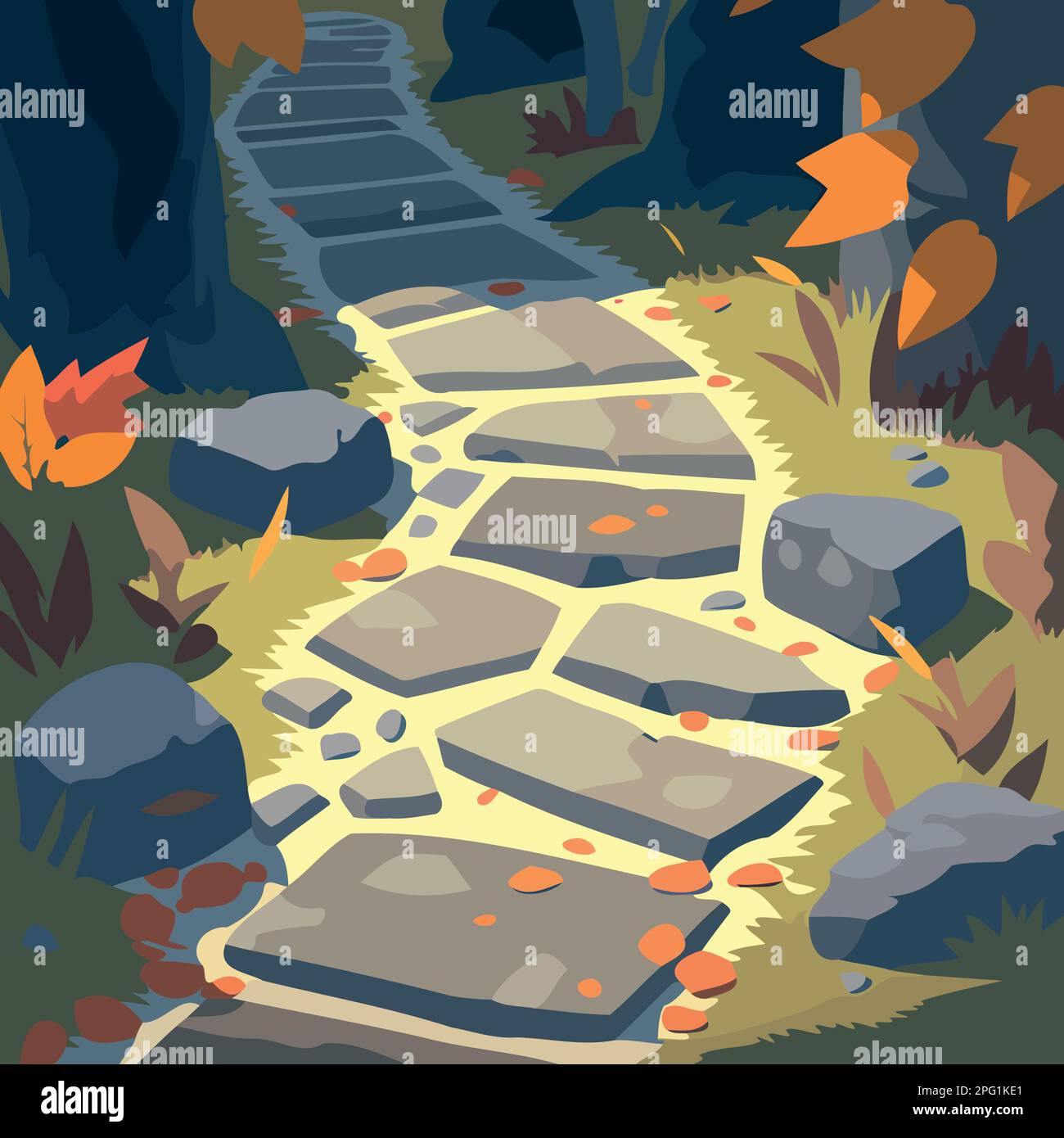 path with stone tiles Vector cartoon illustration Stock Vector Image ...