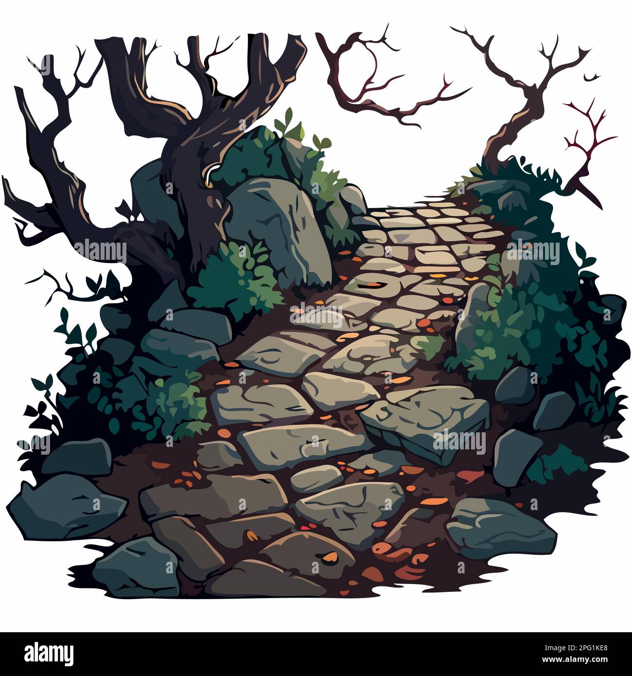 path with stone tiles Vector cartoon illustration Stock Vector Image ...