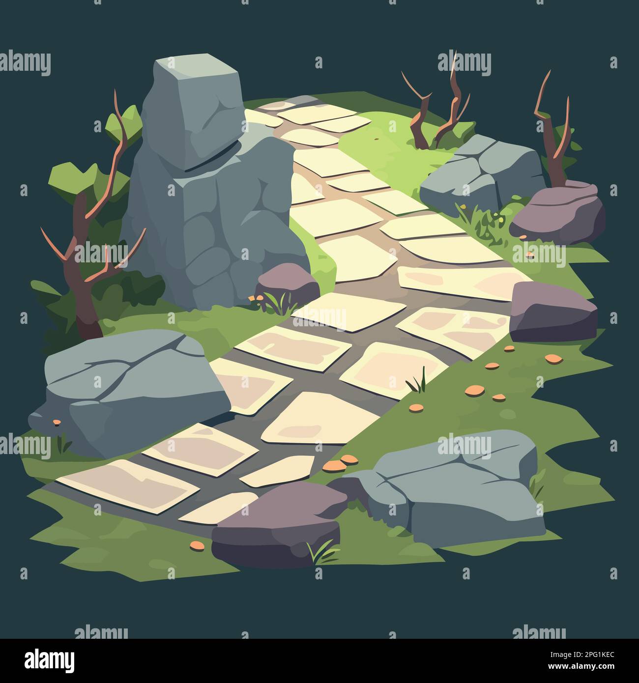 path with stone tiles Vector cartoon illustration Stock Vector Image ...