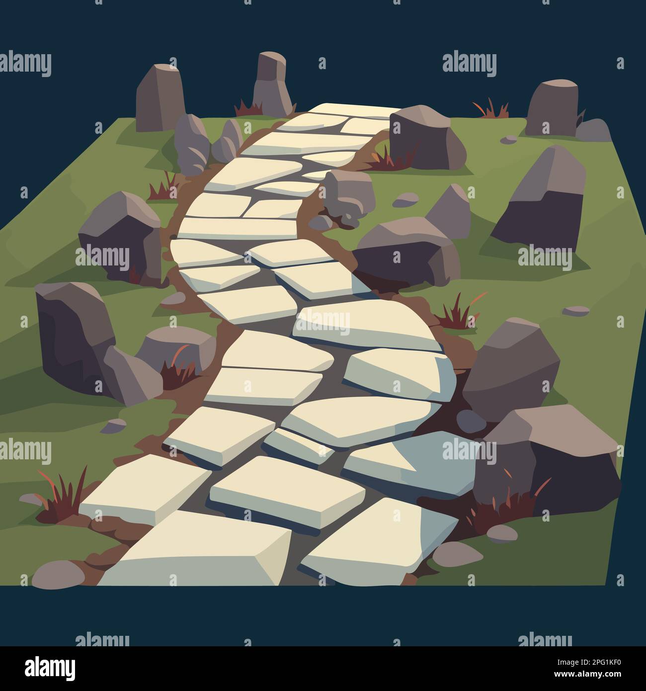 path with stone tiles Vector cartoon illustration Stock Vector Image ...